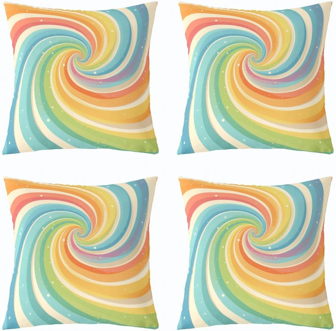 Kids Rainbow Set Of 4 Cushion Cases 18x18 Inch For Girls,Iridescent ...