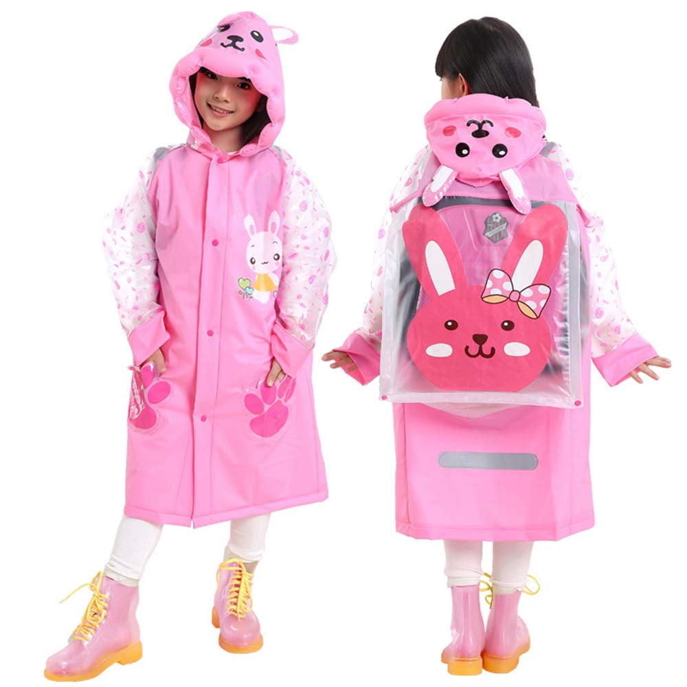 MINKUROW Kids Raincoat Cartoon Waterproof Hooded Rain Ponchos with ...