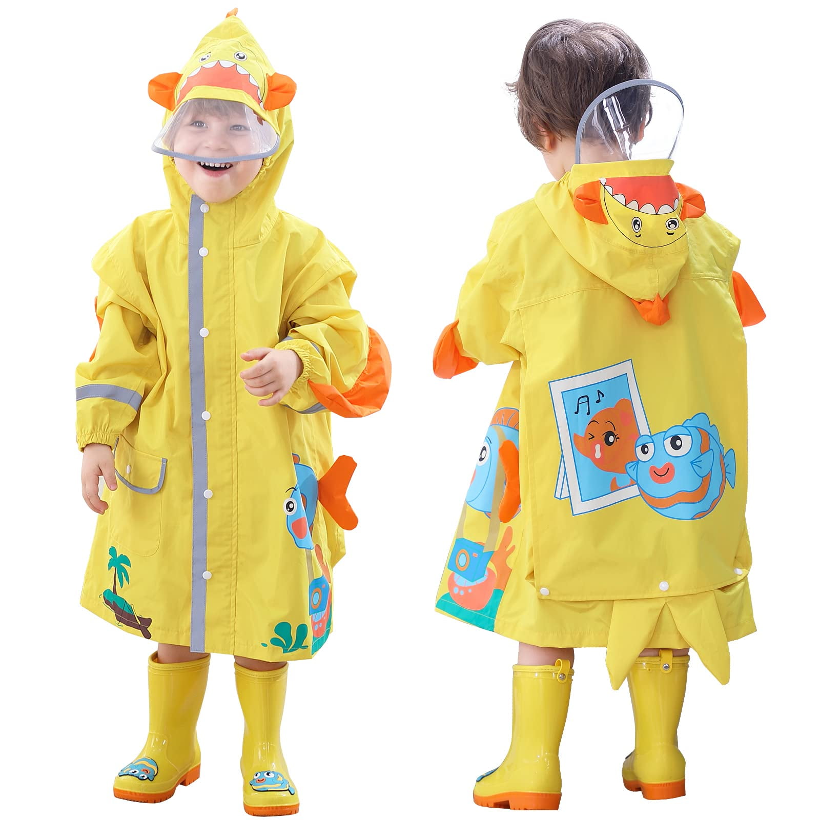 MINKUROW Kids Raincoat for Girls Boys Rain Jacket 3D Cartoon Rain Poncho Children Toddler ...