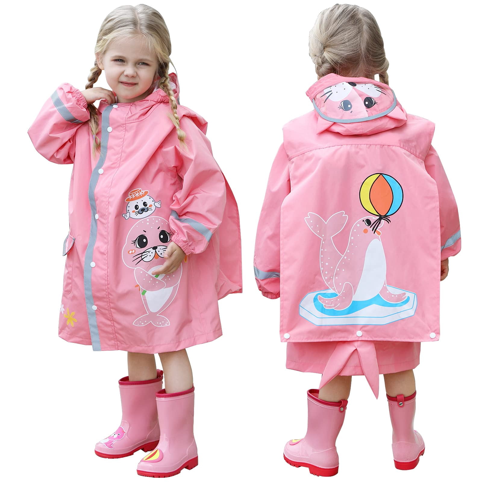 MINKUROW Kids Raincoat for Girls Boys Rain Jacket 3D Cartoon Rain ...