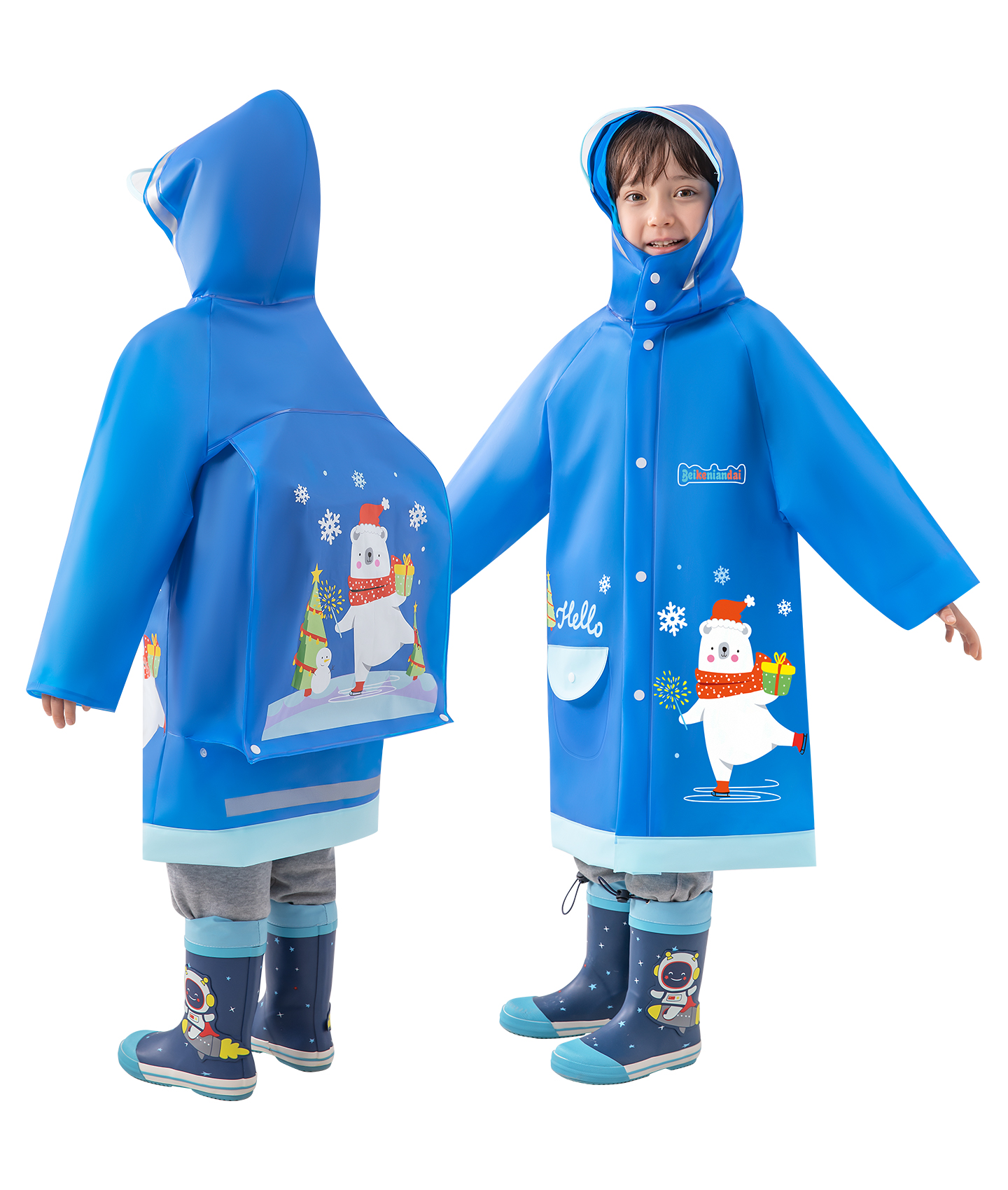 Ochine Thicker Reusable Raincoat Little Dinosaur Cartoon Raincoat Rain Poncho Jacket Slicker for ...