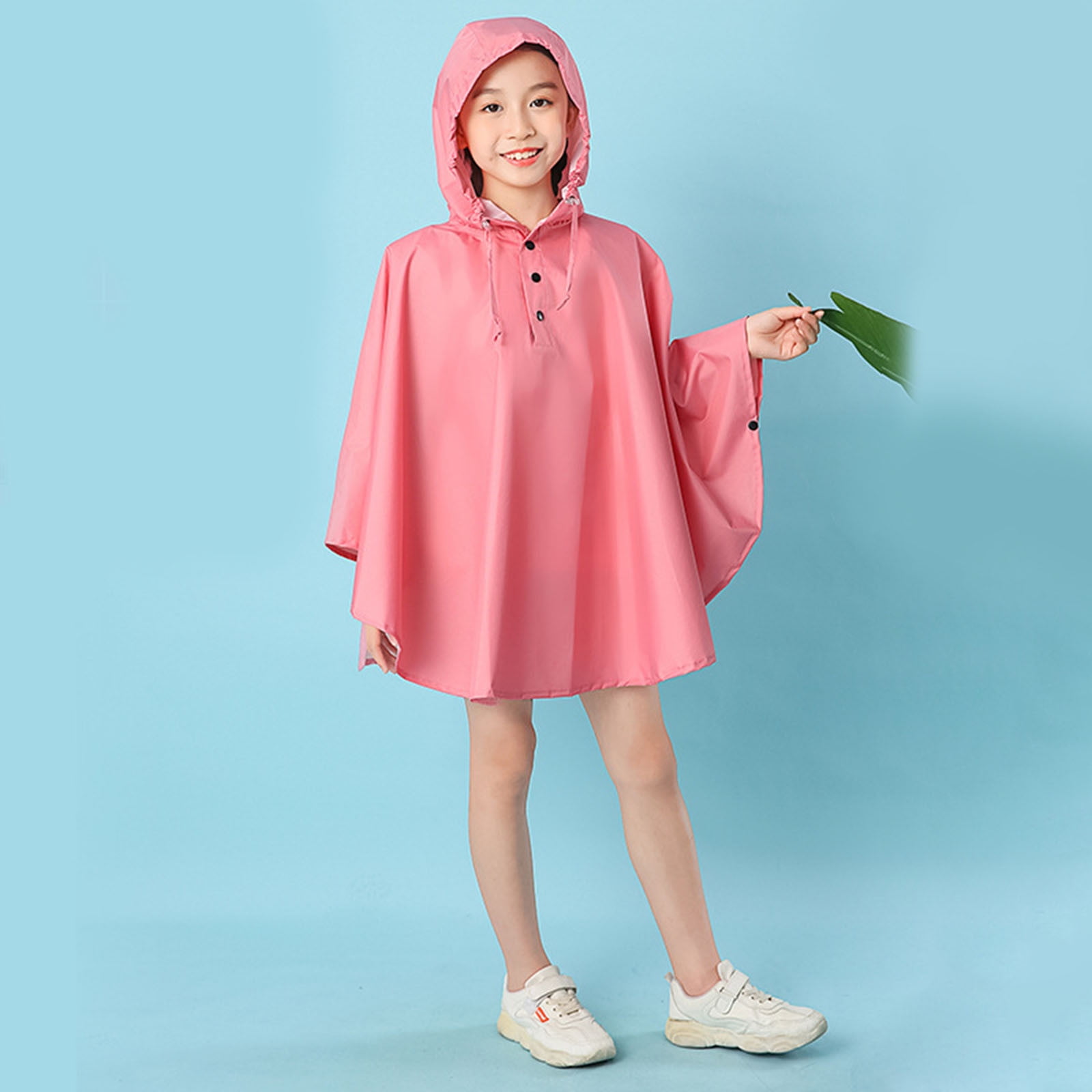 Kids Rainwear for Girls Hooded Poncho Outdoor School Bag Raincoat for ...