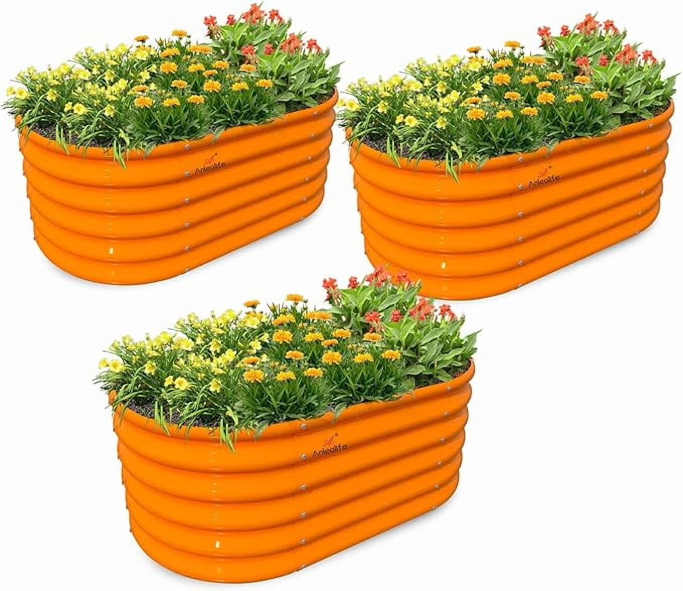 Kids Raised Garden Beds Outdoor (3-Pack)-40x24x18in Oval Round ...