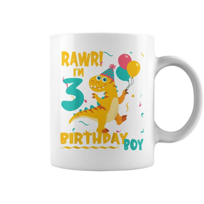 Kids Rawr Three Rex Im 3 3Rd Birthday Boy Dinosaur Party Gif - Walmart.com