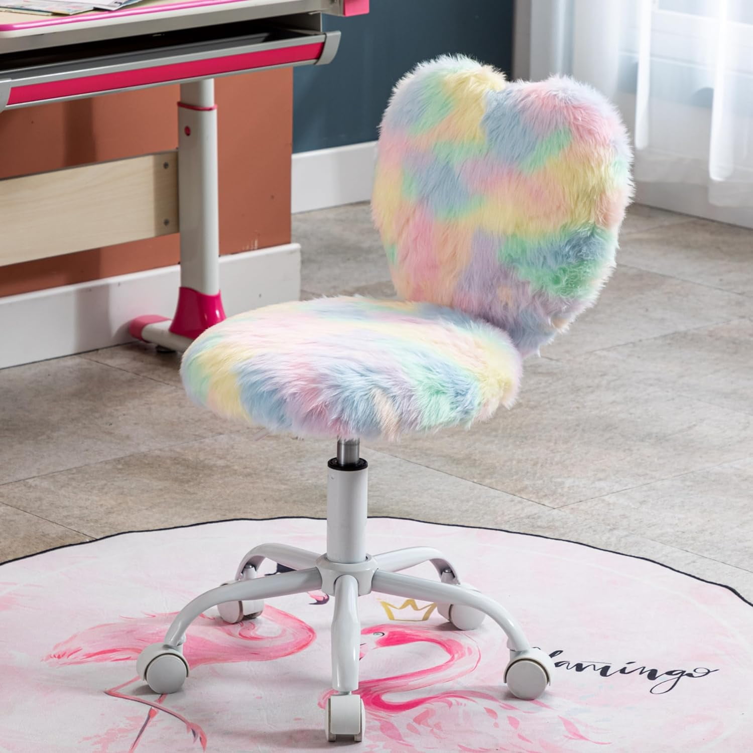 Kids Reading Chair, Rolling Cute Desk Chair for Girls Swivel Office ...
