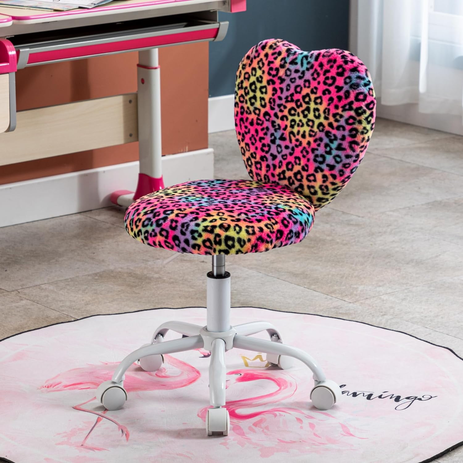 Kids Reading Chair, Rolling Cute Desk Chair for Girls Swivel Office ...