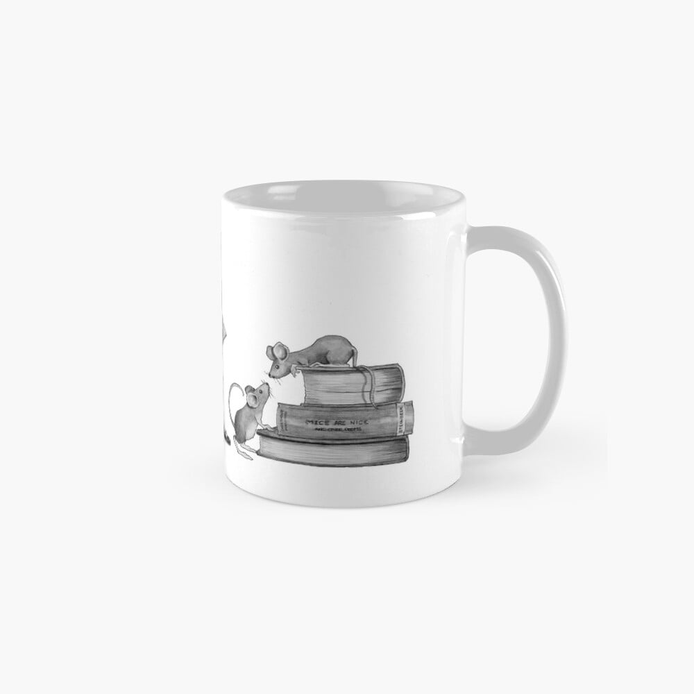 Kids Reading, Mice Playing, Pencil Drawing, Fantasy Art Classic Mug ...