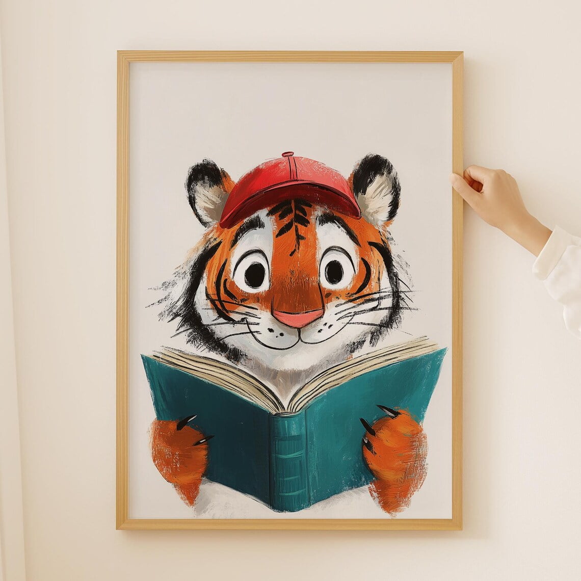 Kids Reading Poster, Retro Toddler Wall Art, Cool Tiger Print, Playroom ...