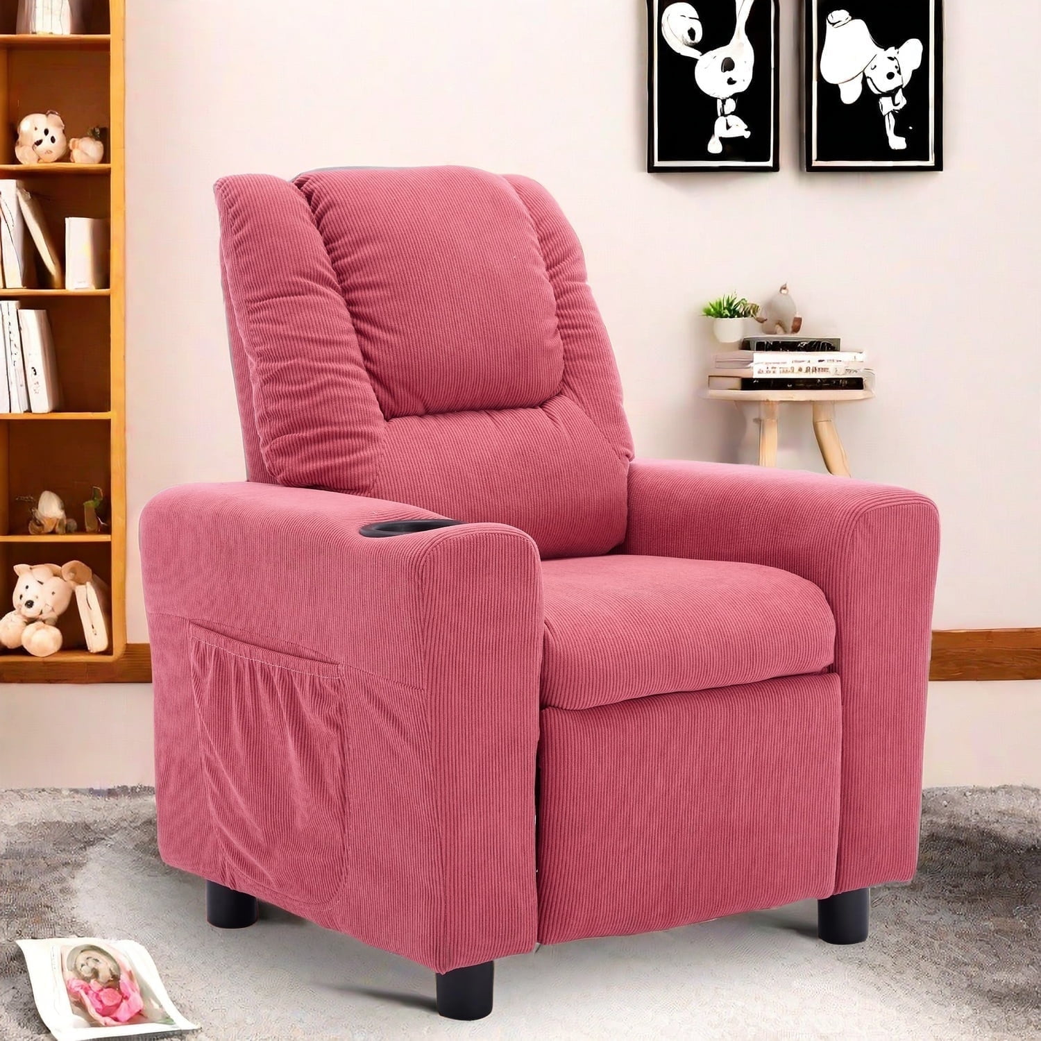 Recliner Chair with Cup Holder,Toddler Armrest Sofa Couch, Corduroys ...