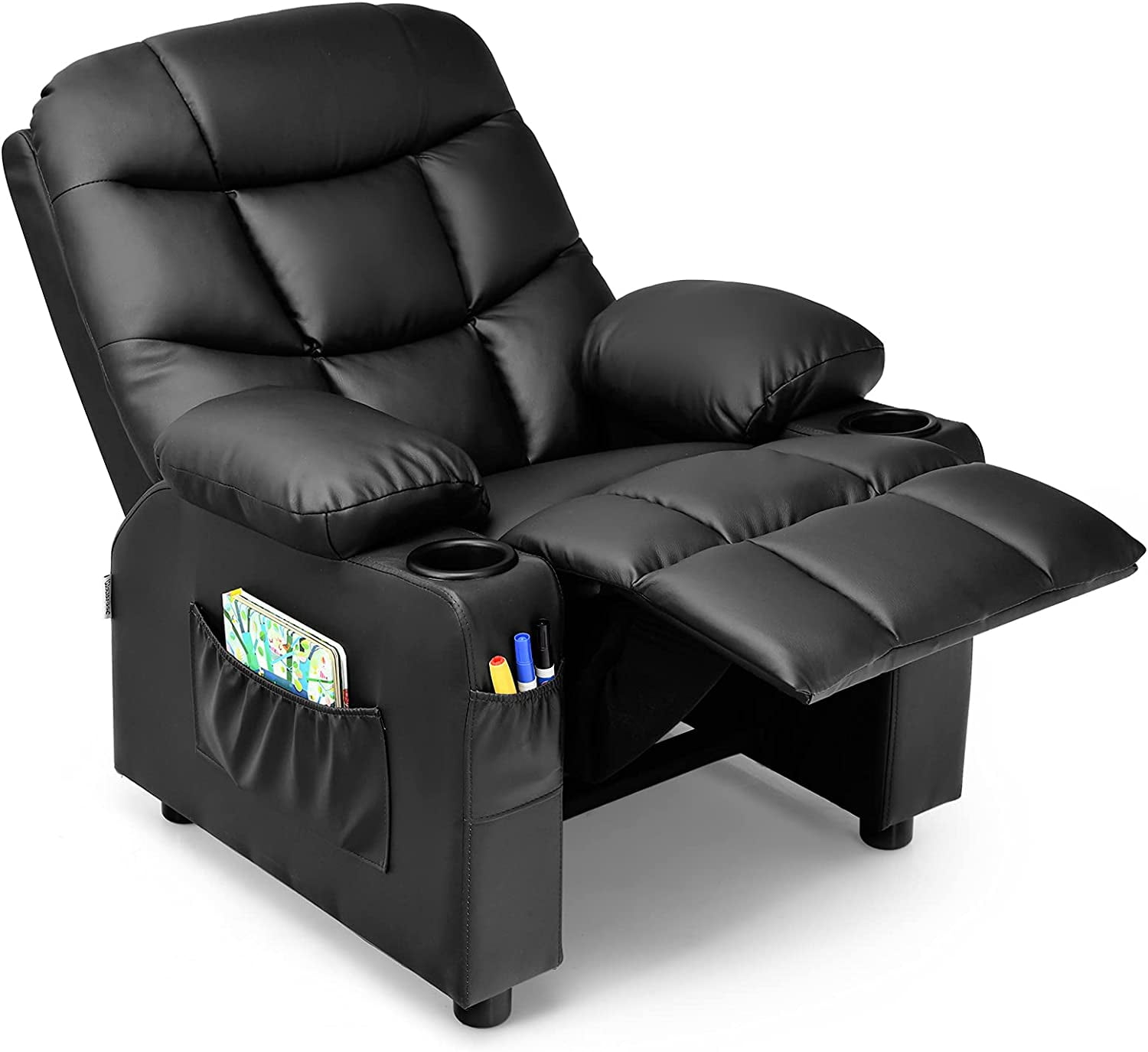 Kids Recliner Chair with Cup Holder and Side Pockets, Comfortable ...