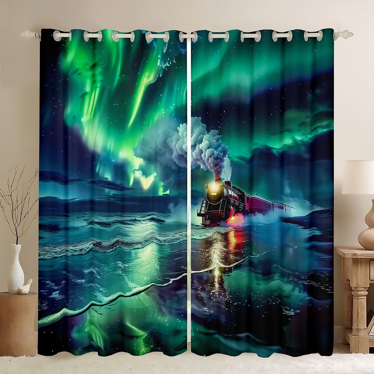 Red Train (52Wx63L) 2 Panels Curtains & Drapes Retro Steam Engine 30% ...
