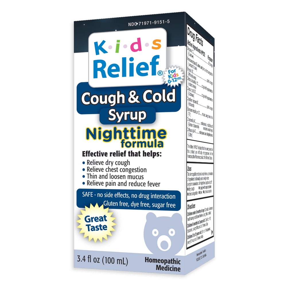 Kids Relief Cough & Cold Syrup Nighttime Formula for Kids 0-12 Years ...
