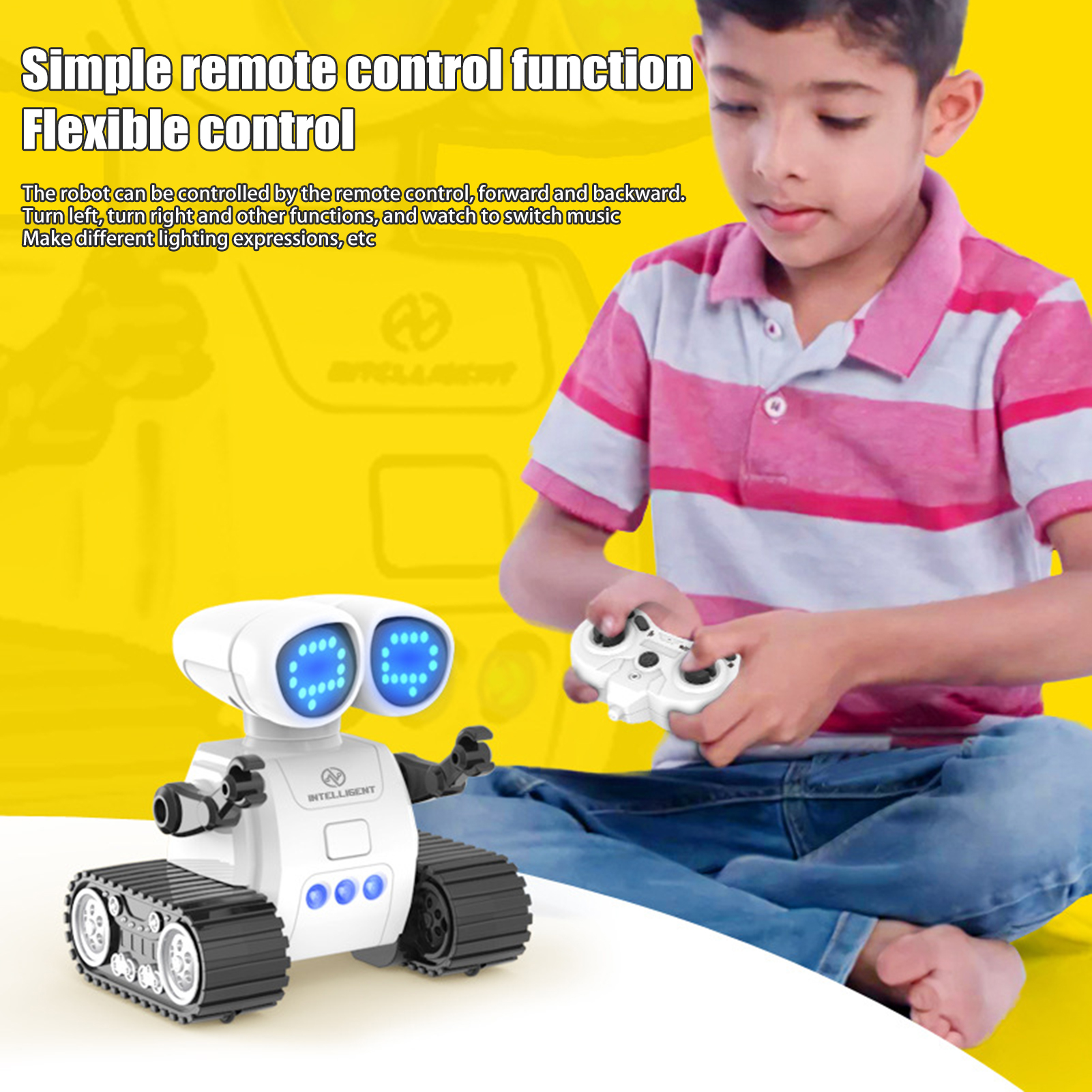 Kids Remote Control Robot Toy with LED Eyes Music Programmable Gesture ...