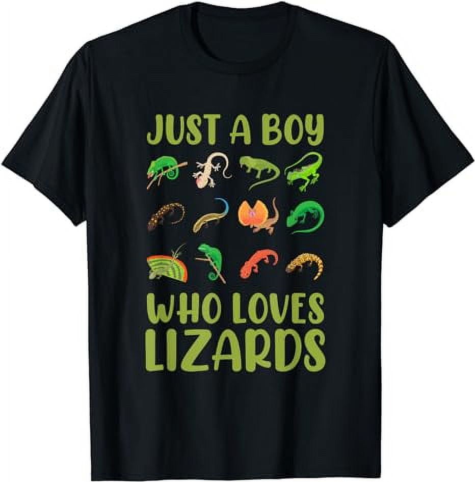Kids Reptile Bearded Dragon Just A Boy Who Loves Lizards T-Shirt ...