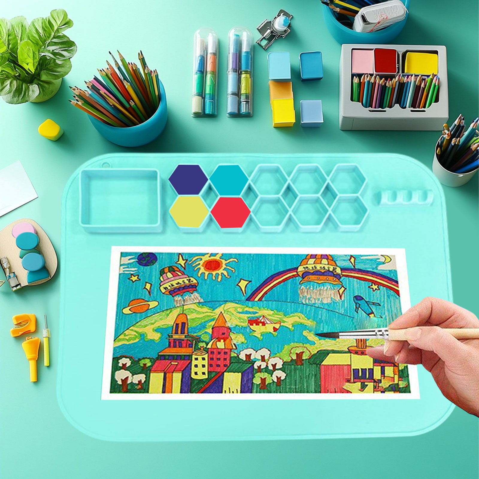 Kids Reusable Silicone Art Board | 20x16in DIY Painting Pad for Drawing ...