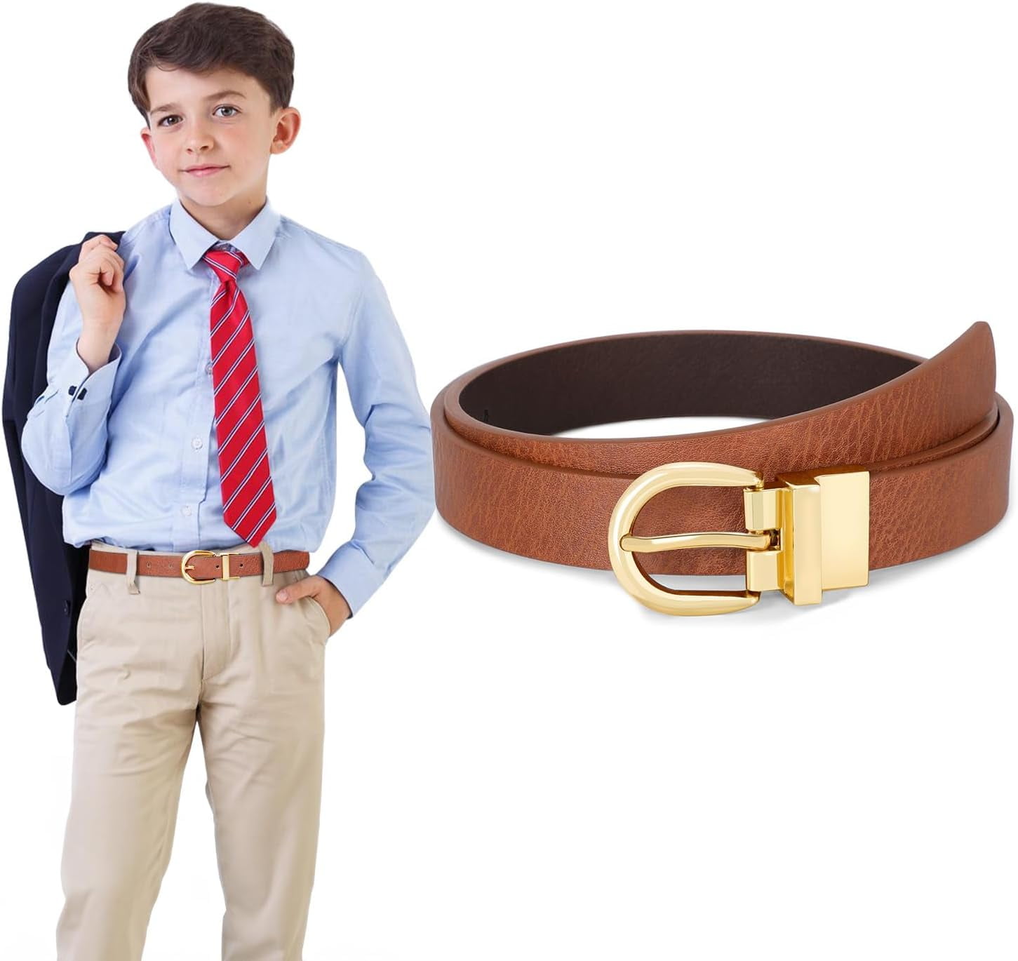 Kids Reversible Belt for Boys and Girls Leather Belt for School Uniform ...