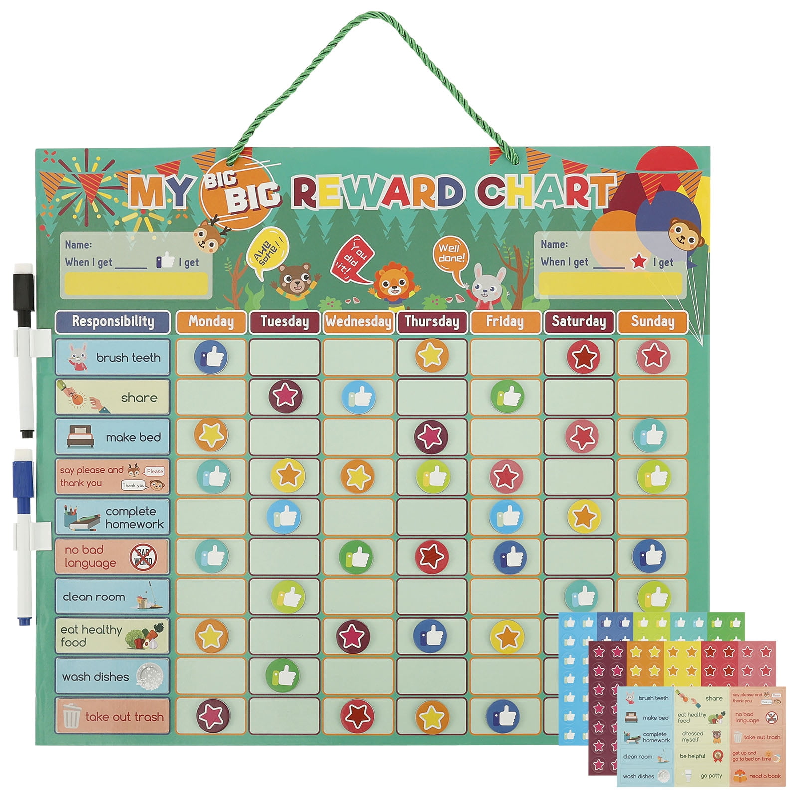 Kids Reward Chart Magnetic Behavior Chore Board Incentive Behavior ...