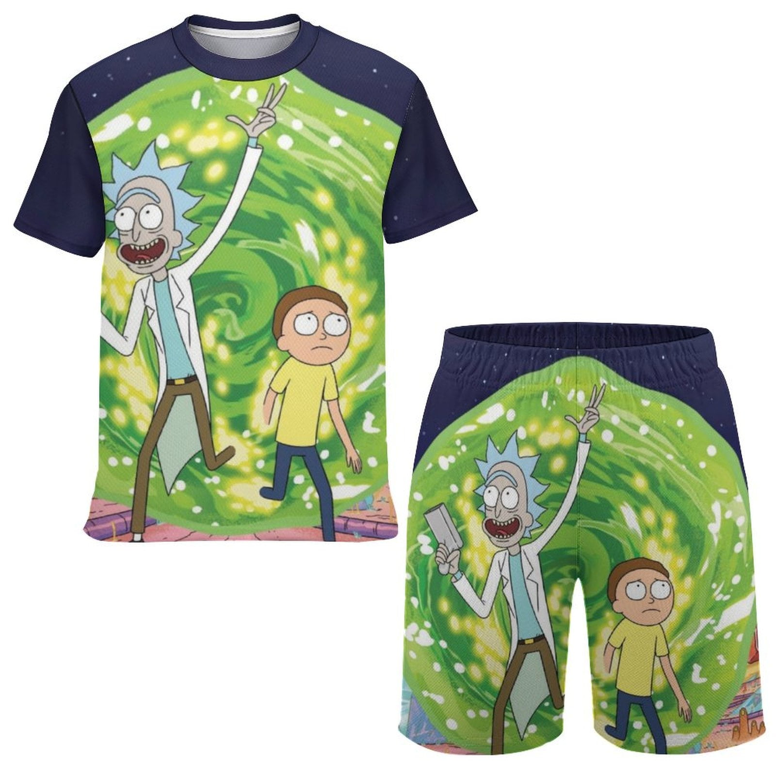Kids Rick And Morty Athletic T-Shirt And Mesh Shorts Outfit Set Mesh ...
