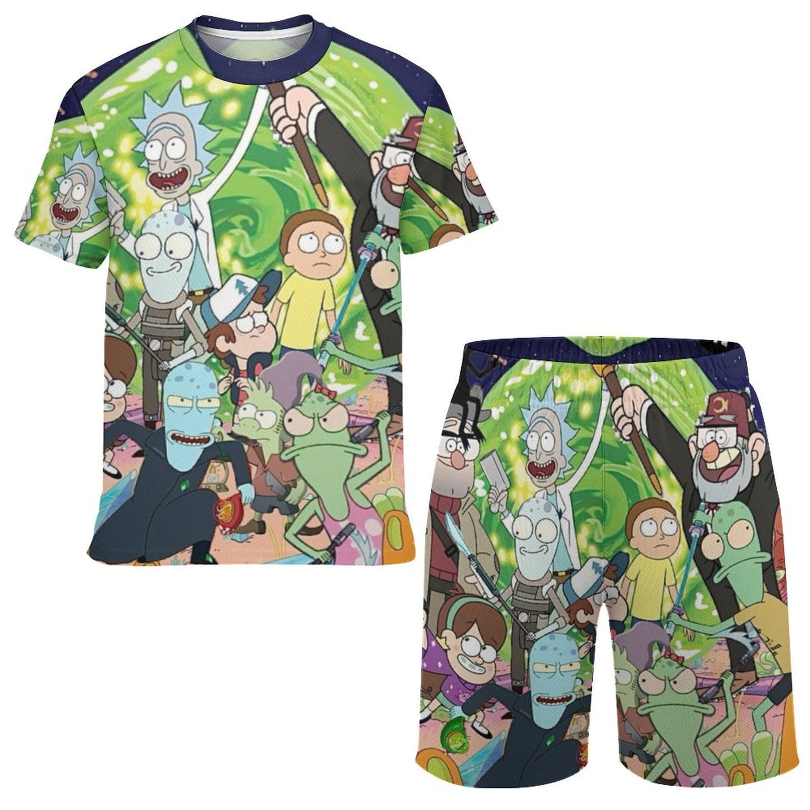 Kids Rick And Morty Athletic T-Shirt And Mesh Shorts Outfit Set Mesh ...