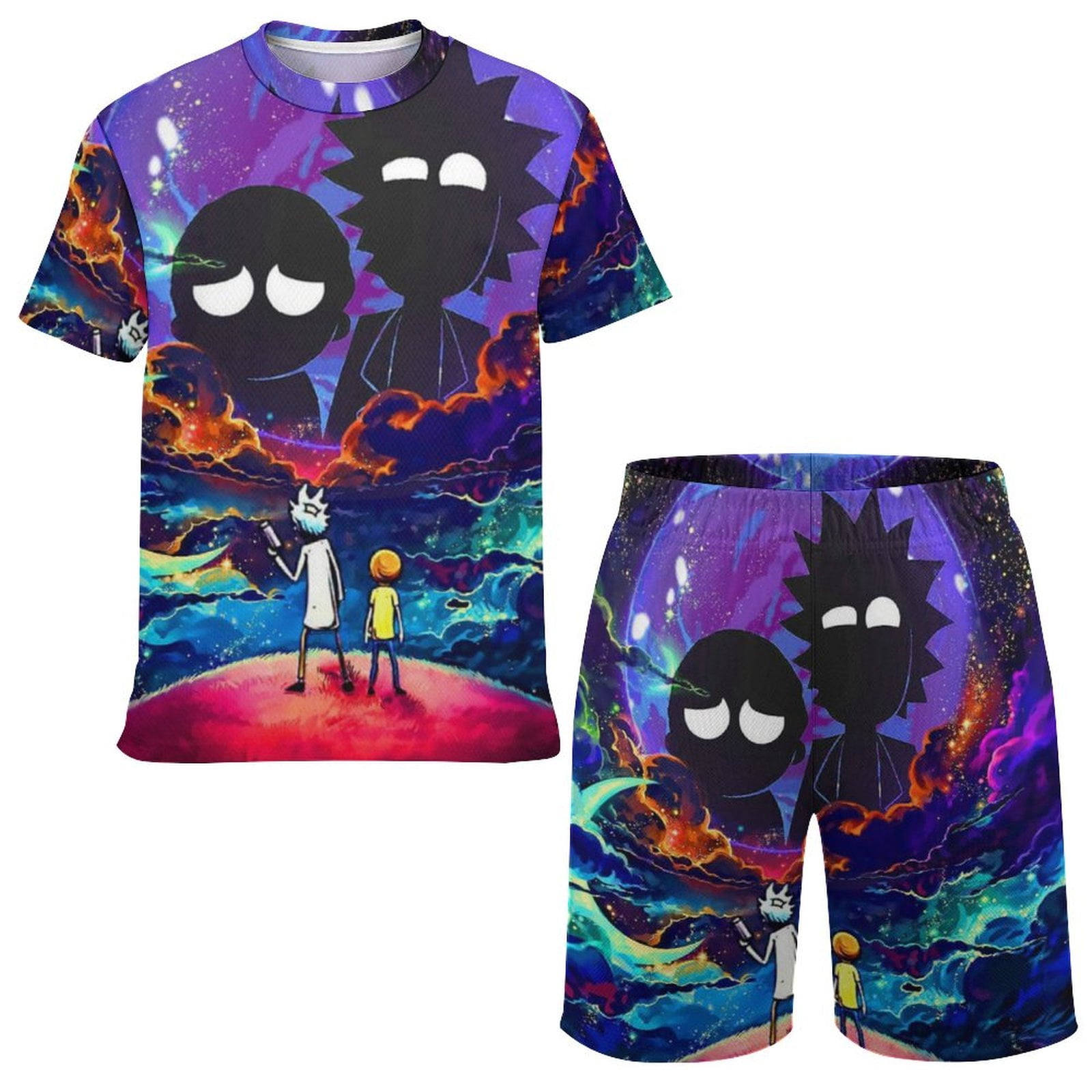Kids Rick And Morty Athletic T-Shirt And Mesh Shorts Outfit Set Mesh ...