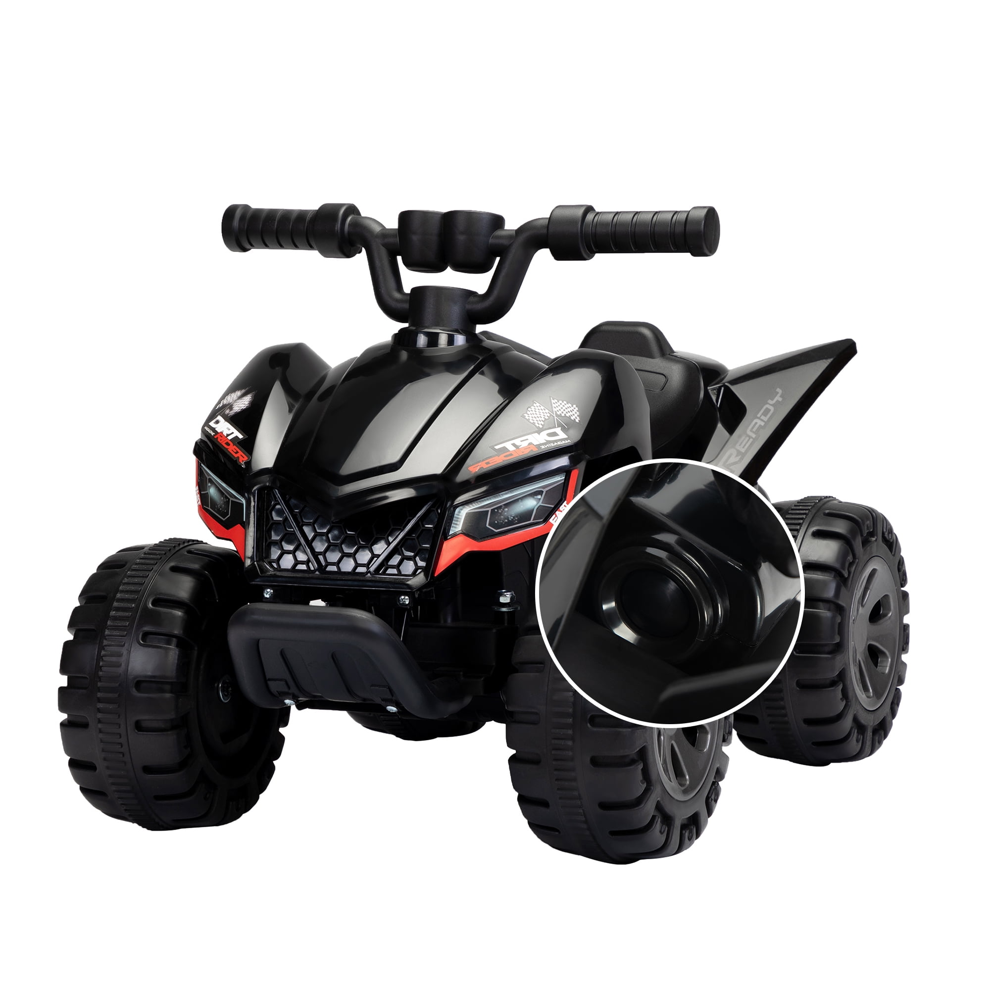 Kids Ride - on ATV, 6V Battery Powered Electric Quad Car with Music, LED Lights and Spray Device ...