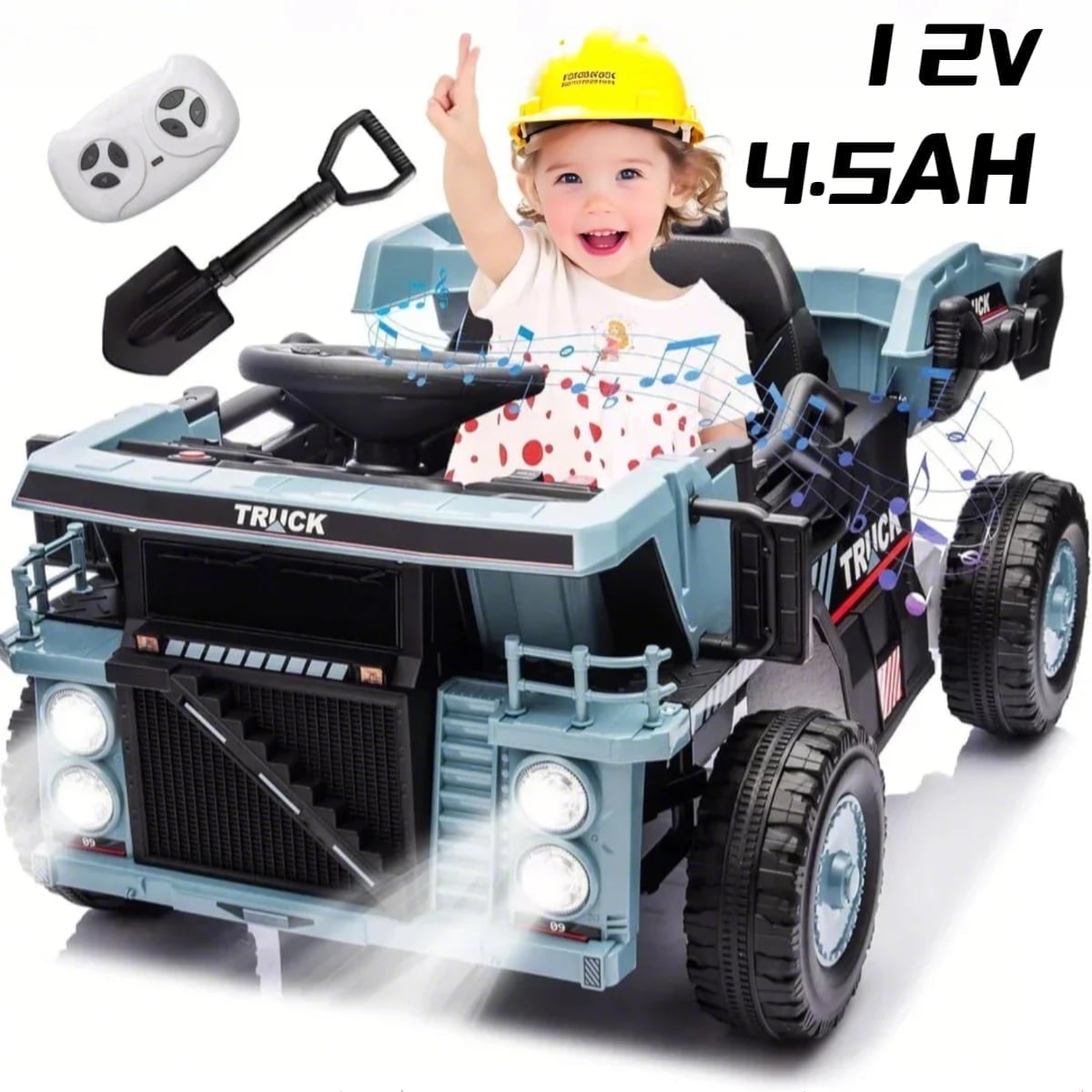 Kids Ride On Dump Truck With Remote Control, 12v Electric Construction ...