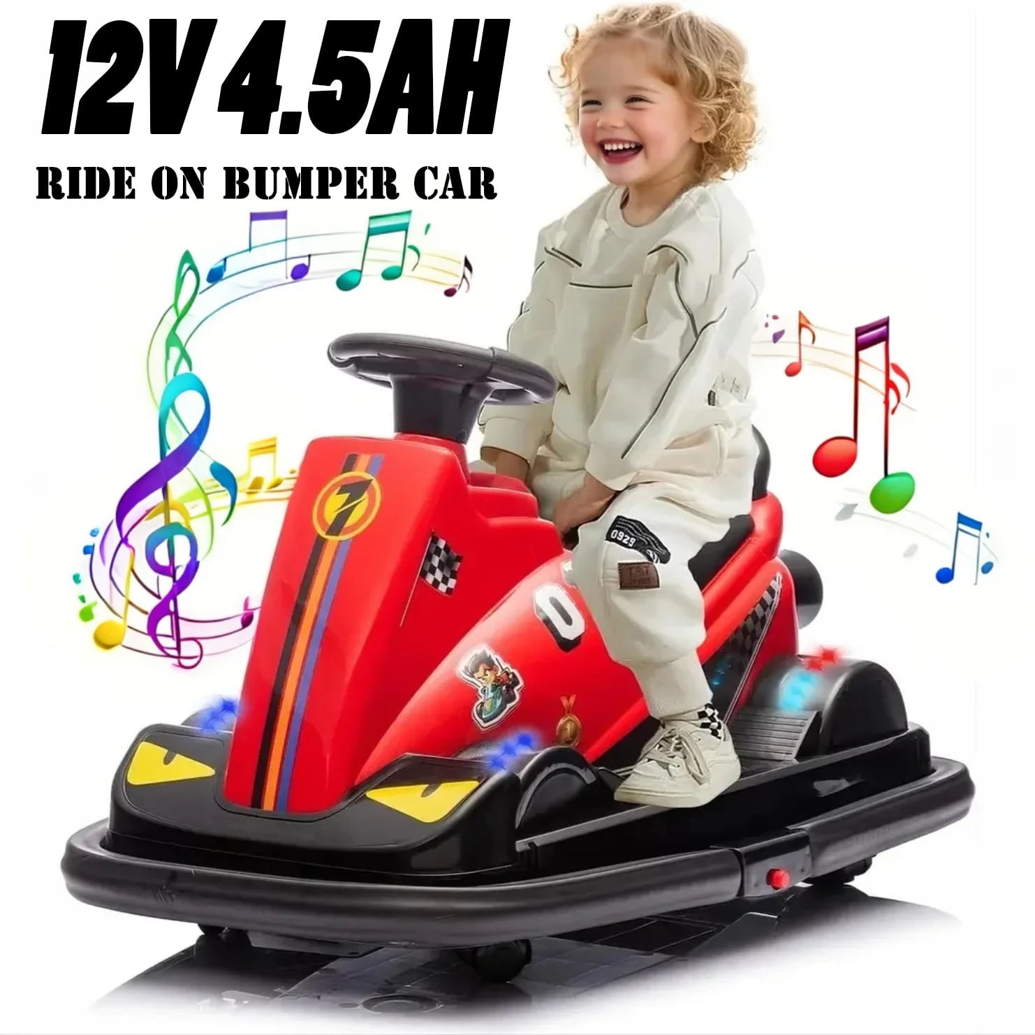 𝐑𝐮𝐧𝐦𝐞𝐞 Kids Ride On Motor Bumper Car, 12V Electric Bumper Vehicles Toy ...