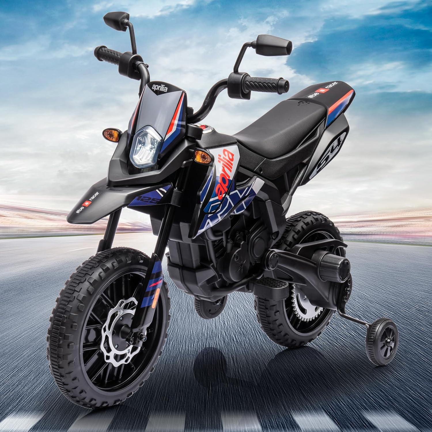 Apulia Kids Ride on Motorcycle, 12V, Motorized Toys with Training ...