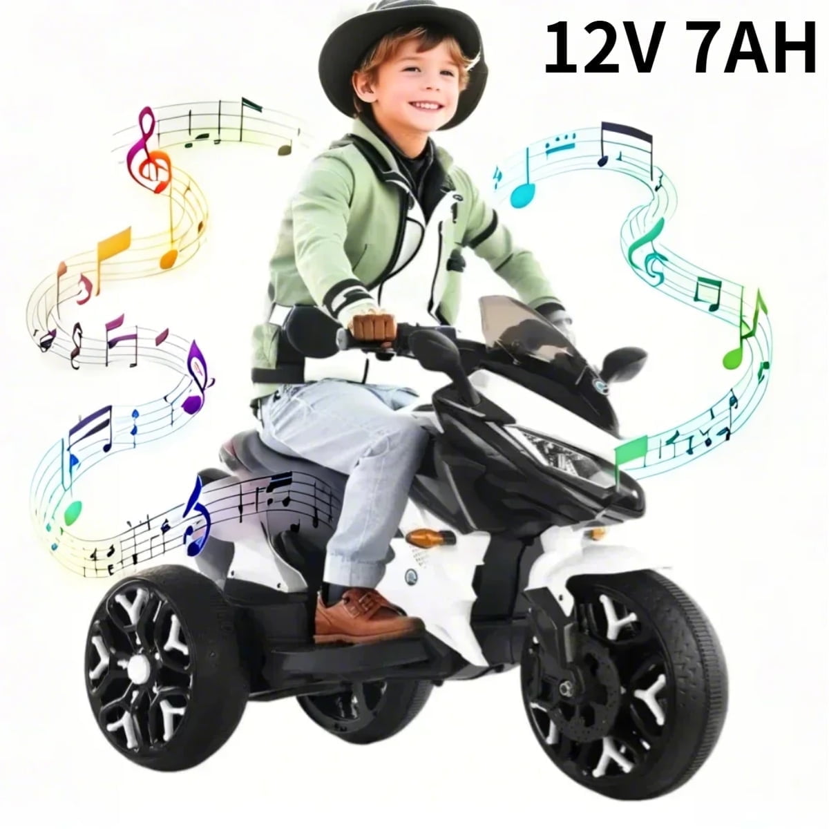 Kids Ride on Motorcycle, 12v Battery Powered Electric Motorbike Vehicle Toys w/3-Wheels, Ride on ...