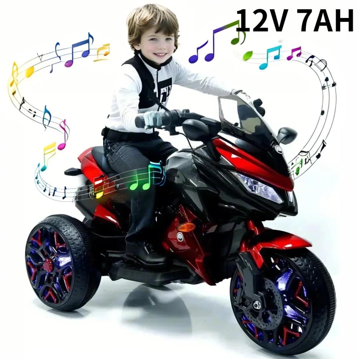 Kids Ride on Motorcycle, 12v Battery Powered Electric Motorbike Vehicle Toys w/3-Wheels, Ride on ...