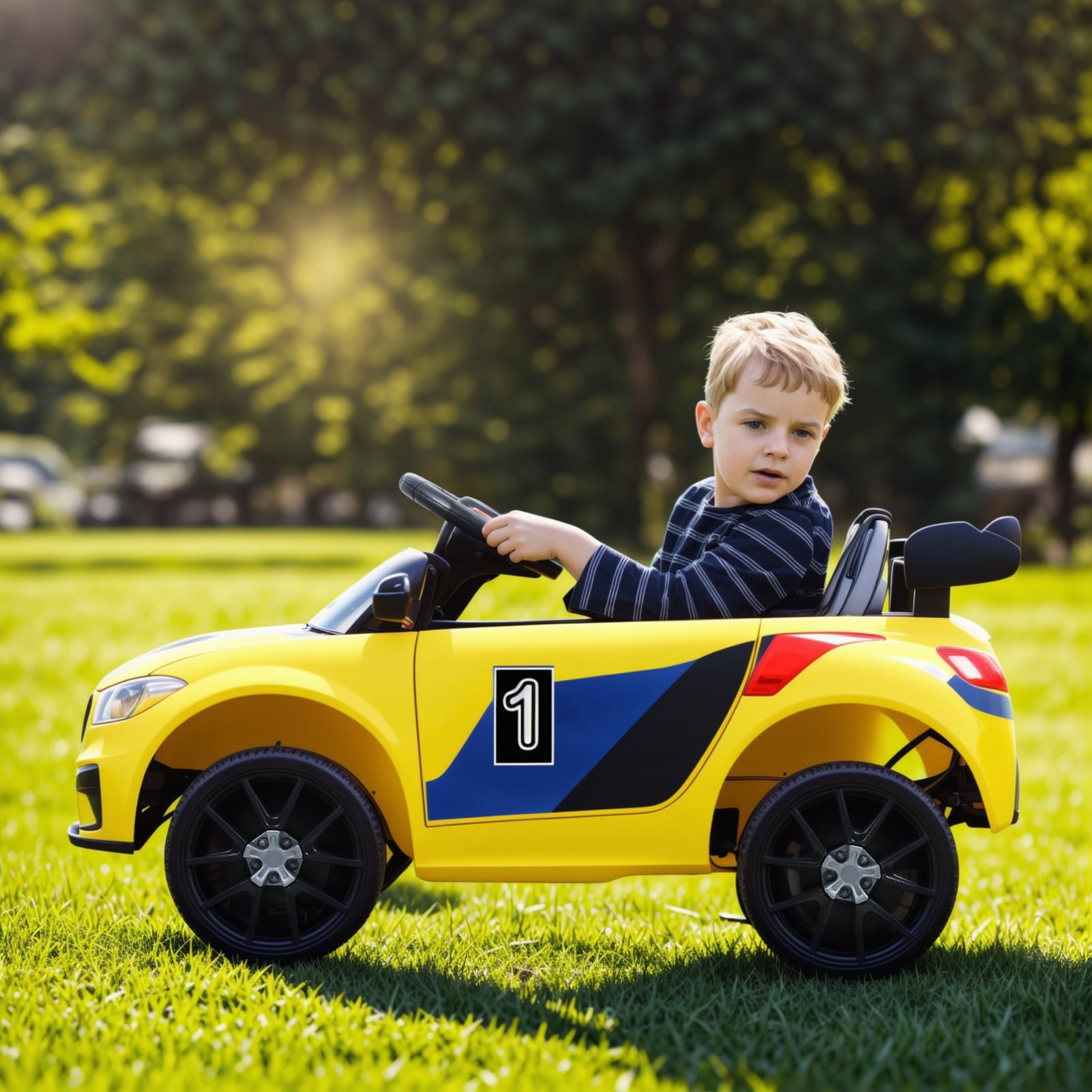 Tshsdpx Kids Electric Ride-On Car, 4-Wheel Quad with LED Lights and ...