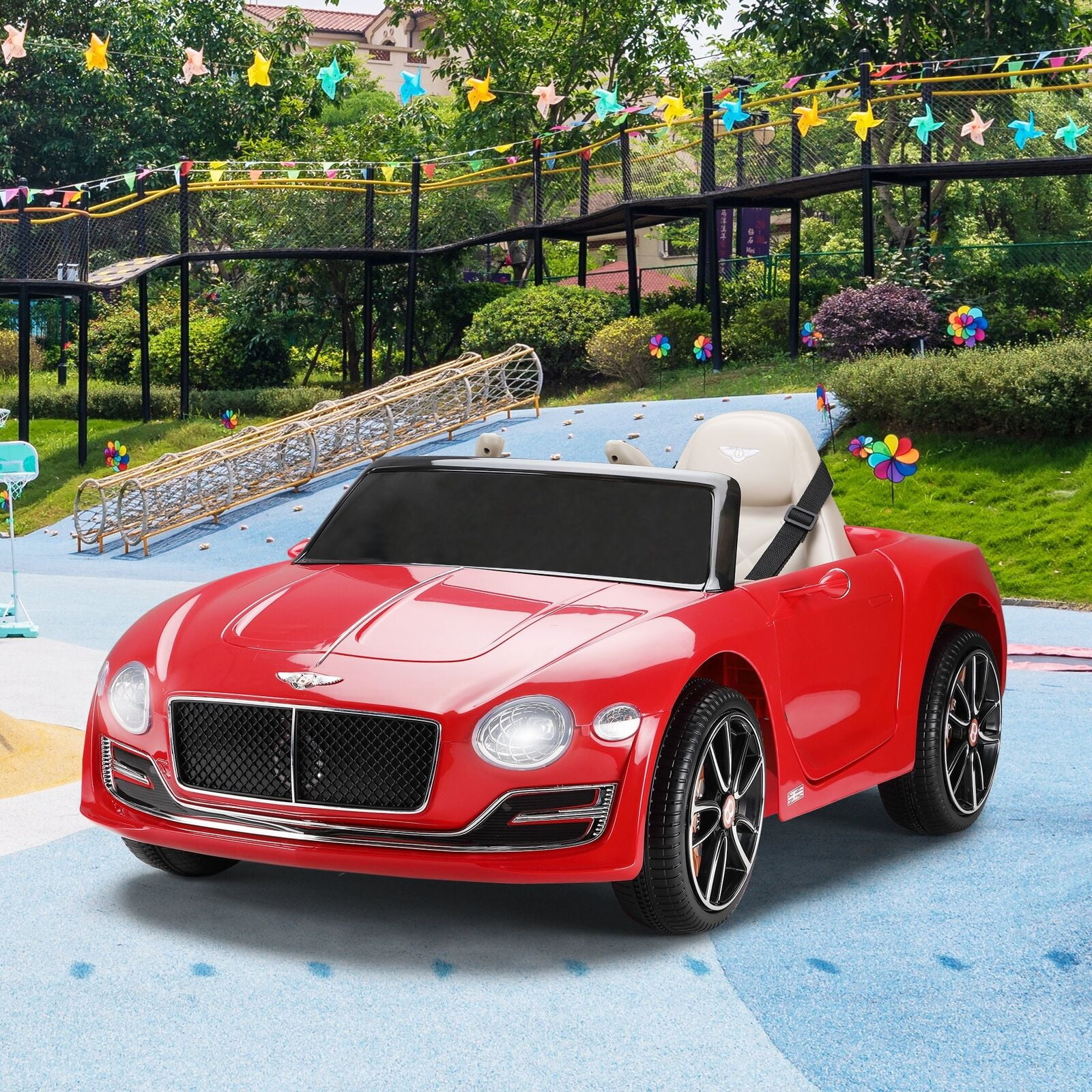 Kids Ride On Car, Red 12V BENTLEY Style Licensed Electric Ride On Toy ...