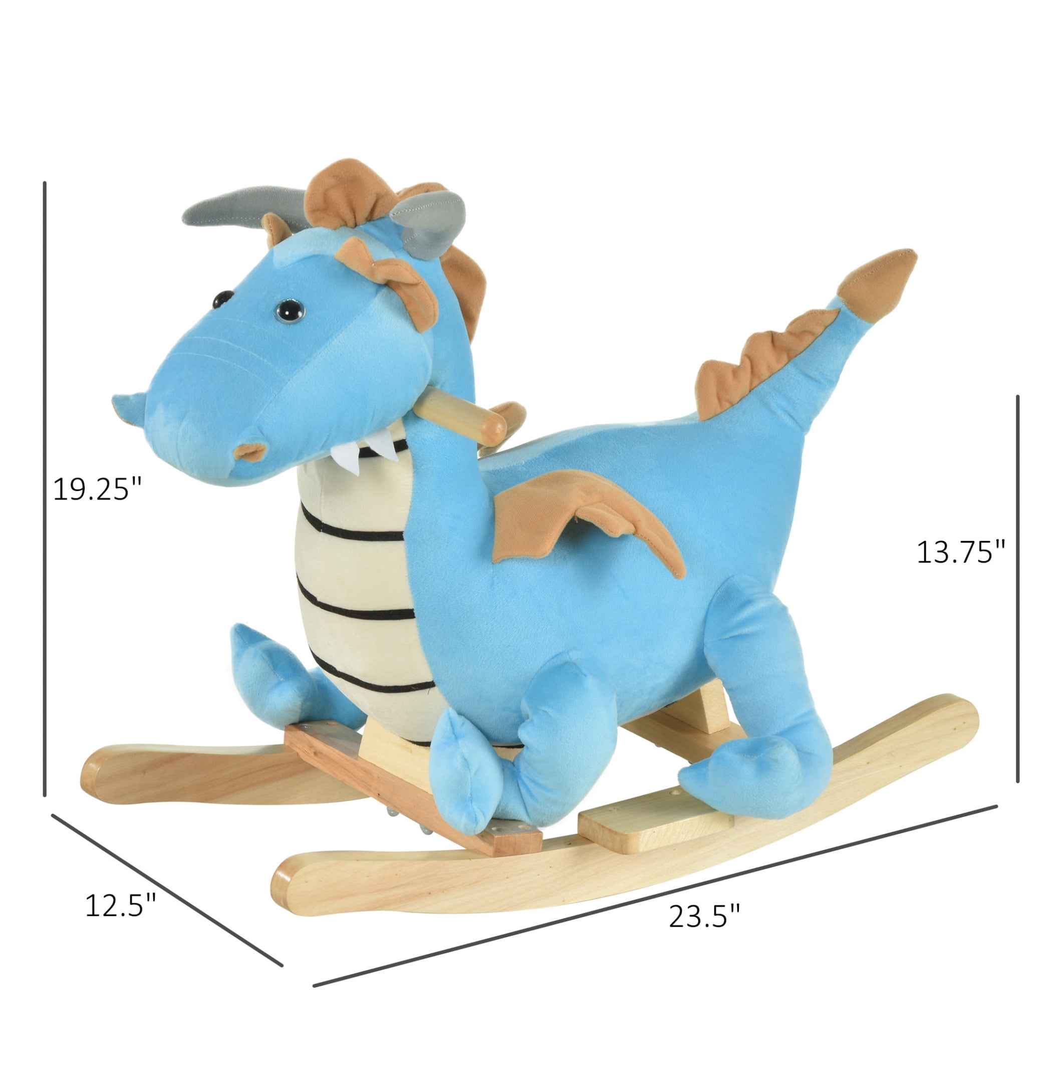 Kids Ride-On Rocking Dinosaur Toy with Sounds - Plush Rocking Horse for ...