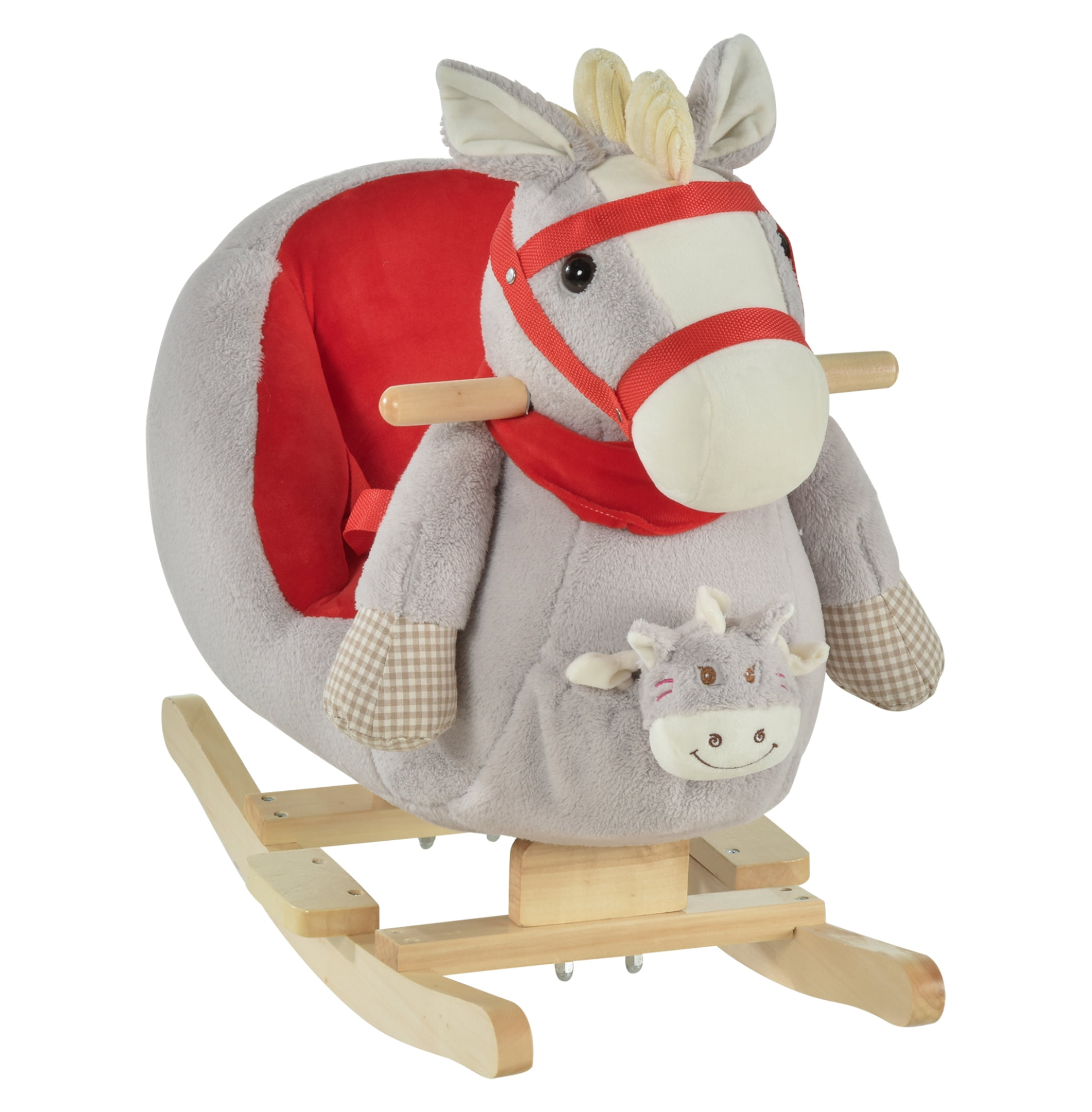 Kids Ride-On Rocking Horse - Plush Rocker with Lullaby, Hand Puppets ...