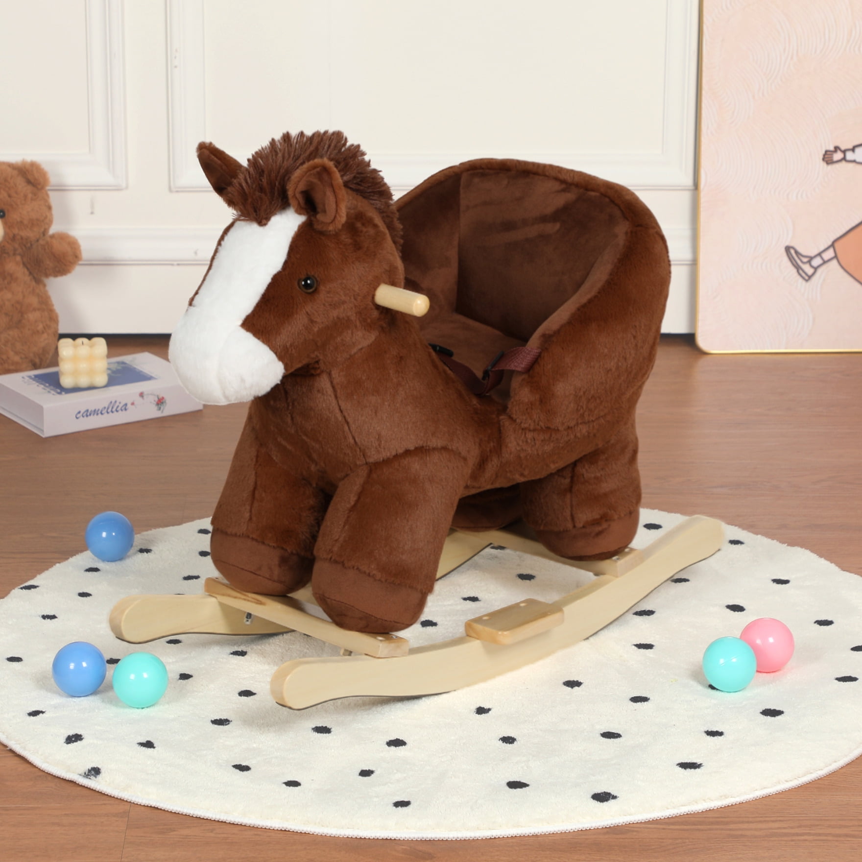 Kids Ride-On Rocking Horse Toy with Build-in Sound, Horse Rocking Toy ...