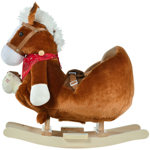 Kids Ride-On Rocking Horse Toy, Rocker with Lullaby Song, Hand Puppets ...