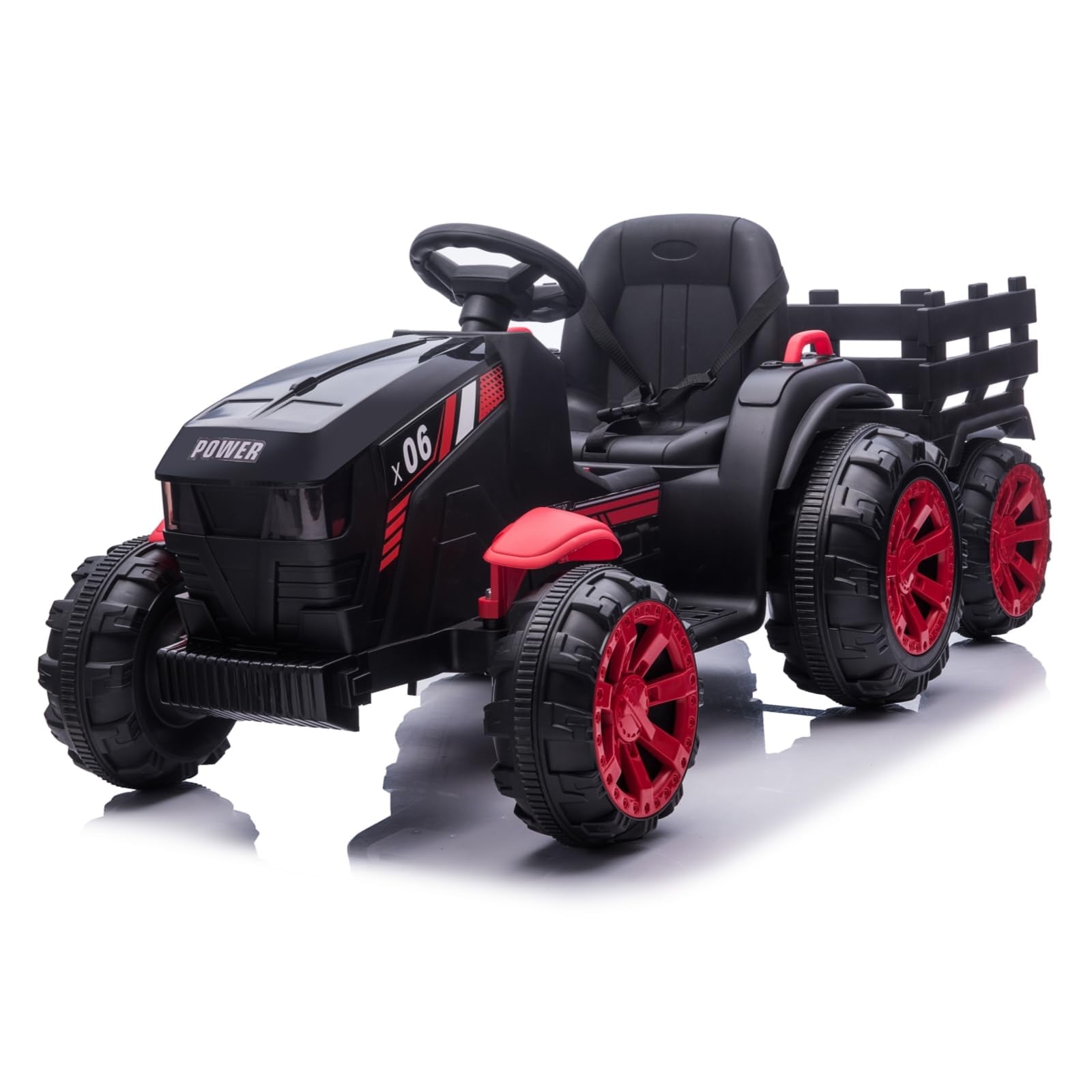 Kids Ride On Tractor with Trailer, 12V Battery Powered Electric Kids ...