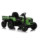 Kids Ride On Tractor with Trailer, 12V Battery Powered Electric Tractor ...