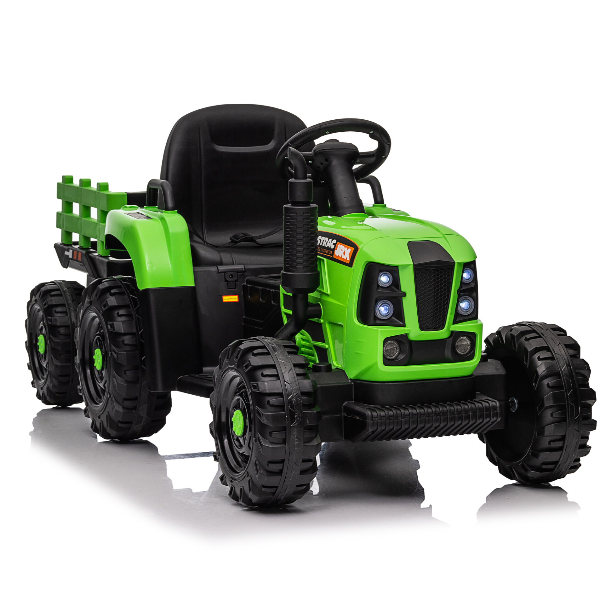 Kids Ride On Tractor with Trailer, 12V Battery Powered Electric Tractor ...