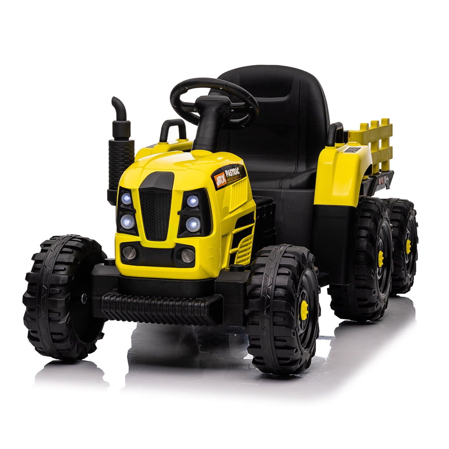 Kids Ride On Tractor with Trailer, 12V Battery Powered Electric Tractor ...
