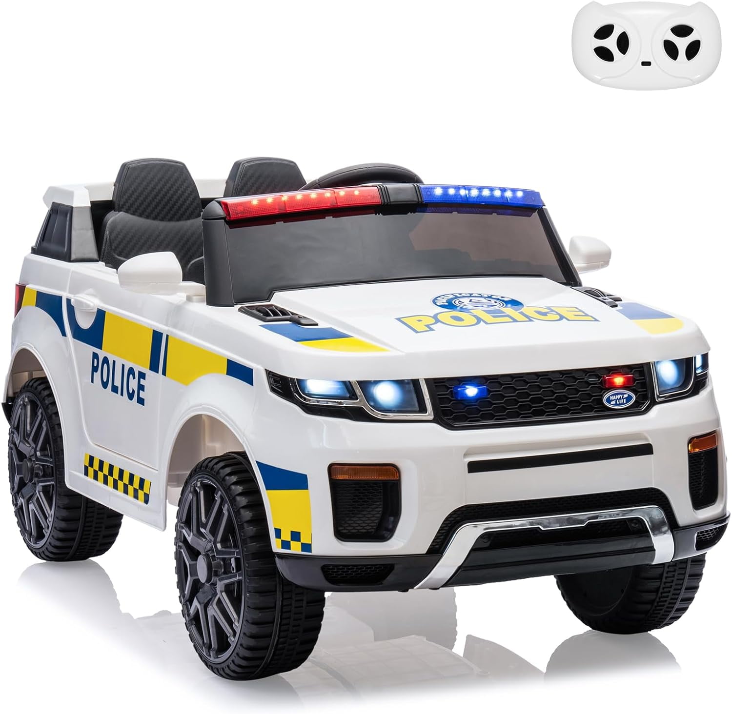 Kids Ride On Police Car 12V Electric Truck for Toddlers Battery Powered ...