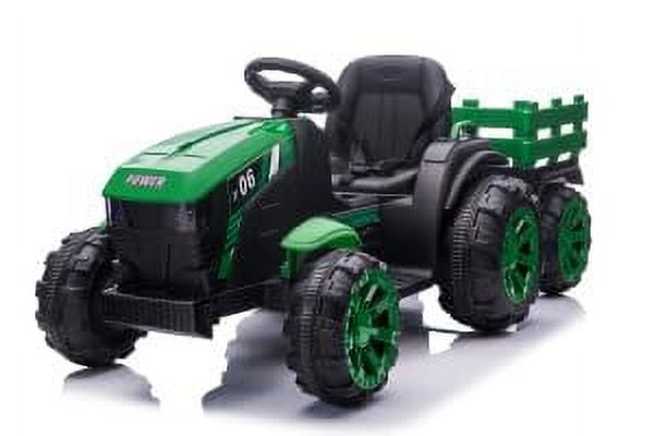 Kids Ride On Tractor with Trailer, 12V Battery Powered Electric Kids ...