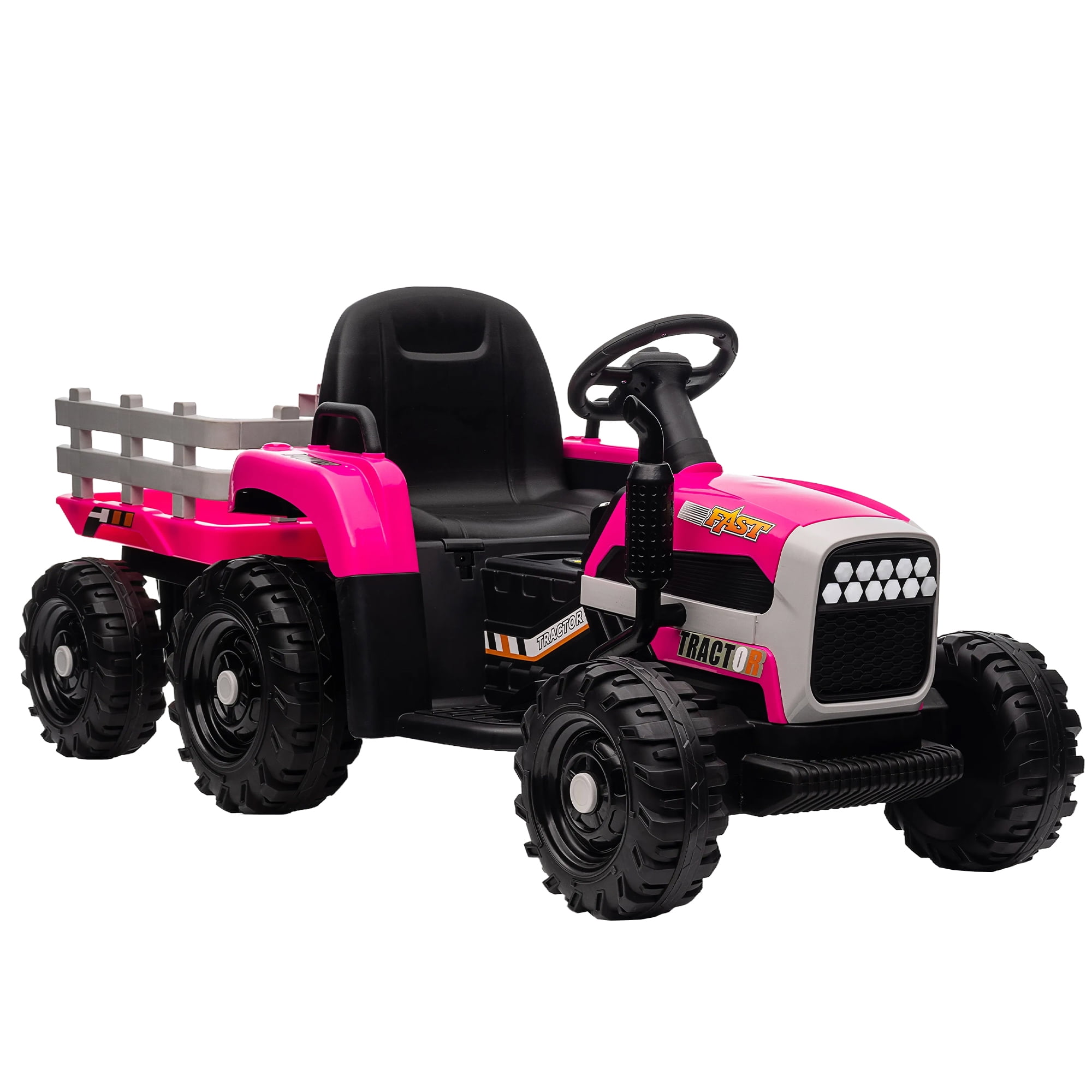 Kids Ride on Tractor with Trailer & Parent Remote Control,12V Battery ...