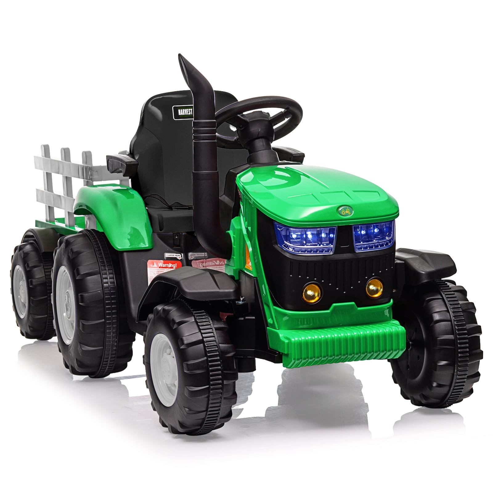 Kids Ride on Tractor with Trailer & Remote Control, 12V Battery Powered ...