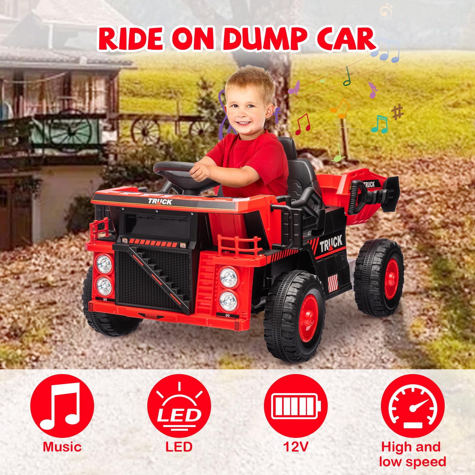Kids Ride On Truck Toy, Electric Dump Truck with Remote Control ...