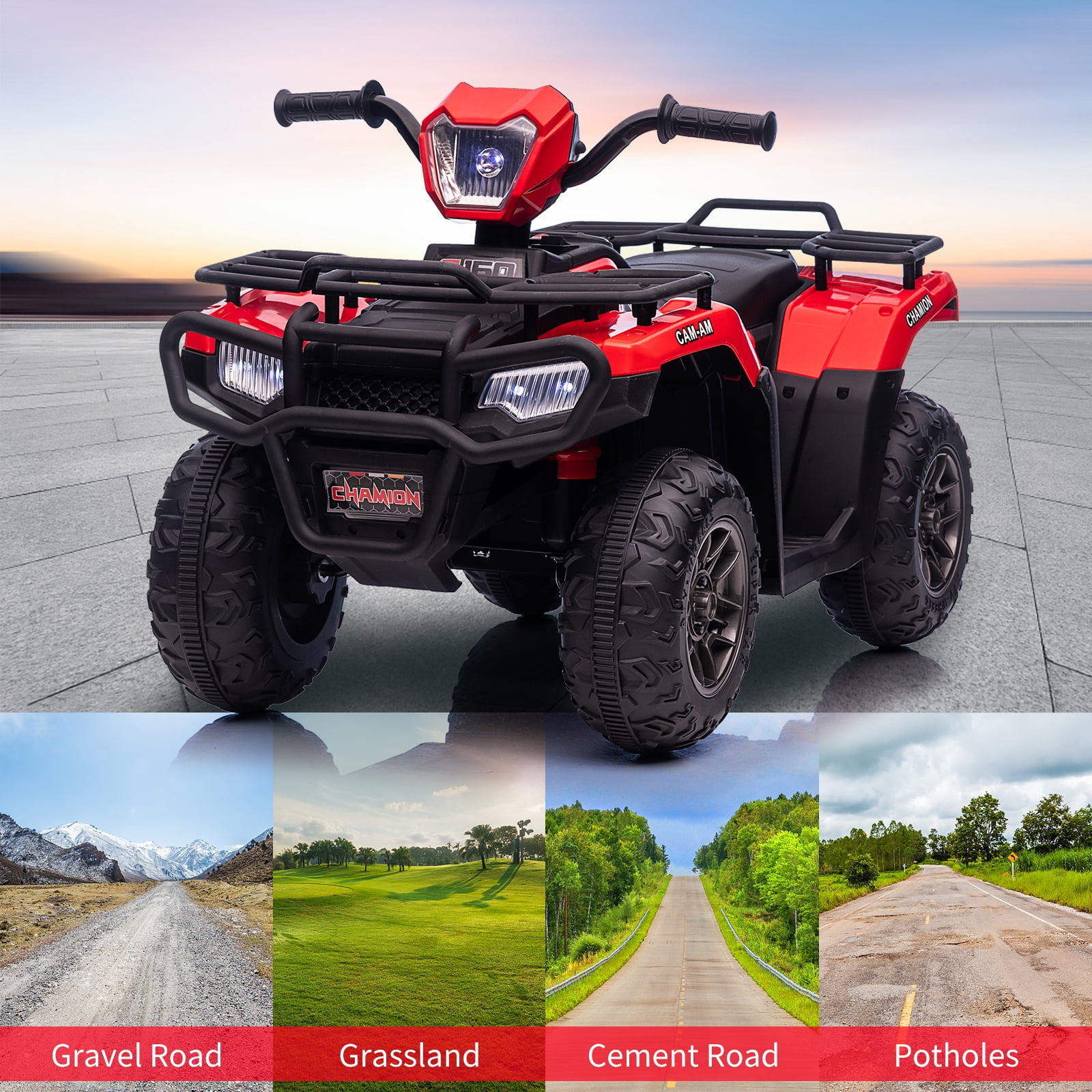 Kids Ride on ATV,12V 4 Wheeler Quad Toy Vehicle with LED Light,Music ...