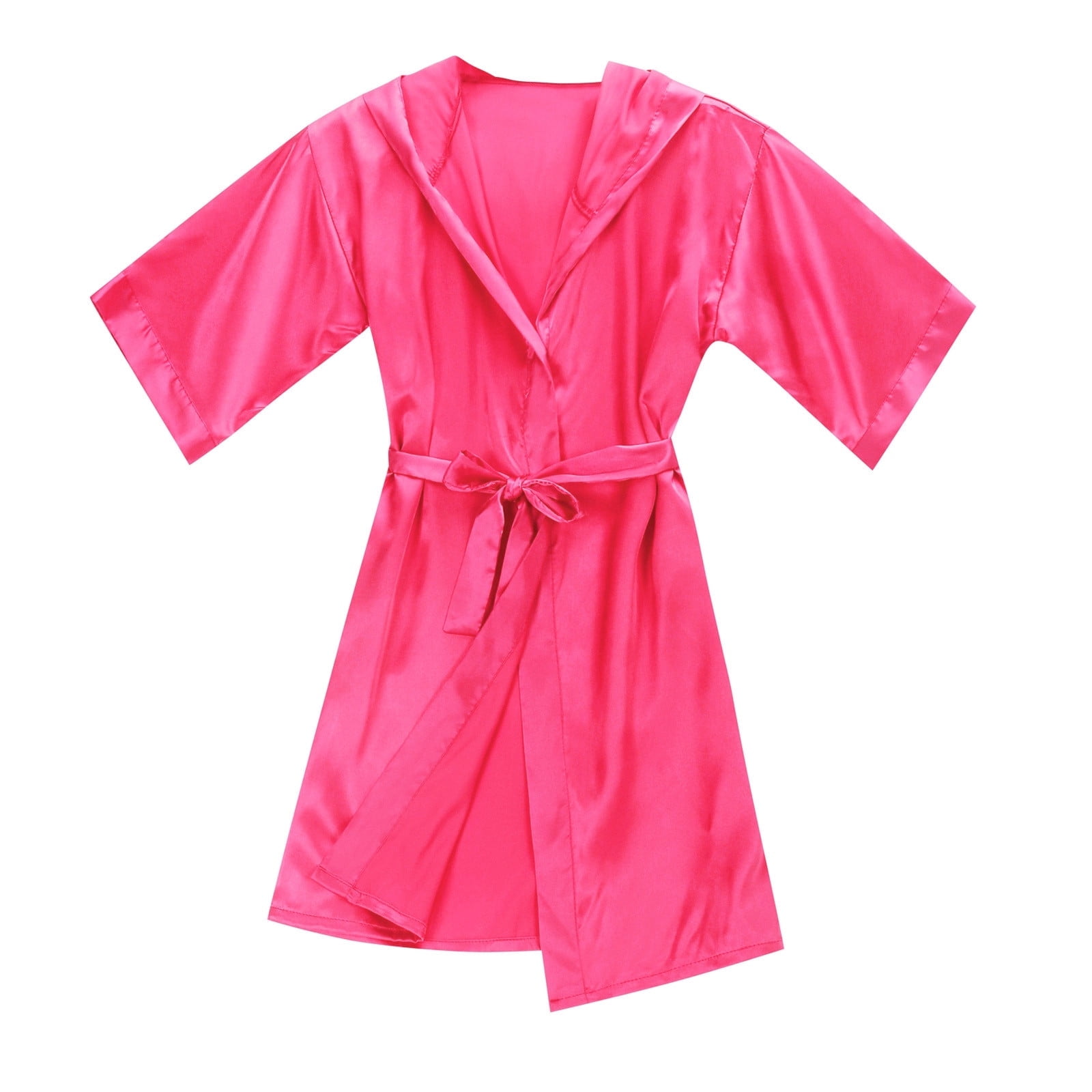 Kids Robe Kids Boys Girls Silk Satin Hooded Bathrobe Kimono Robes ...