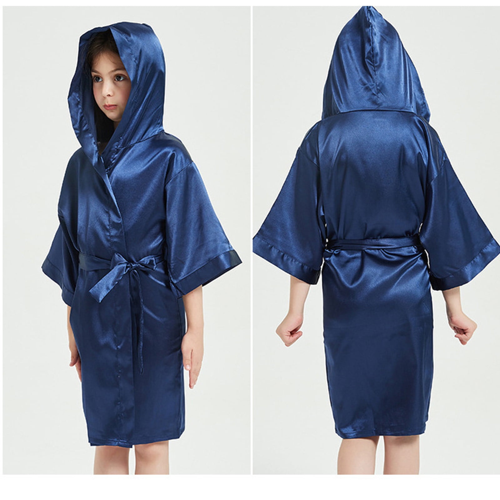 Kids Robe Toddler Kids Boys Girls Silk Satin Hooded Bathrobe Kimono ...