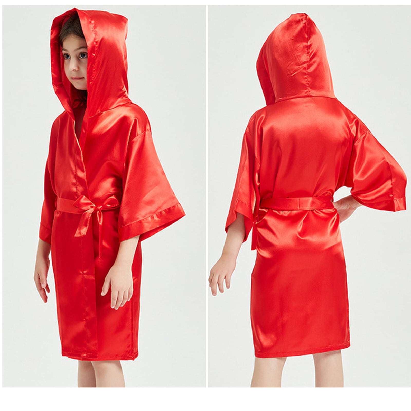 Kids Robes for Girls Toddler Girls Silk Bathrobe with Hoode Solid Color ...