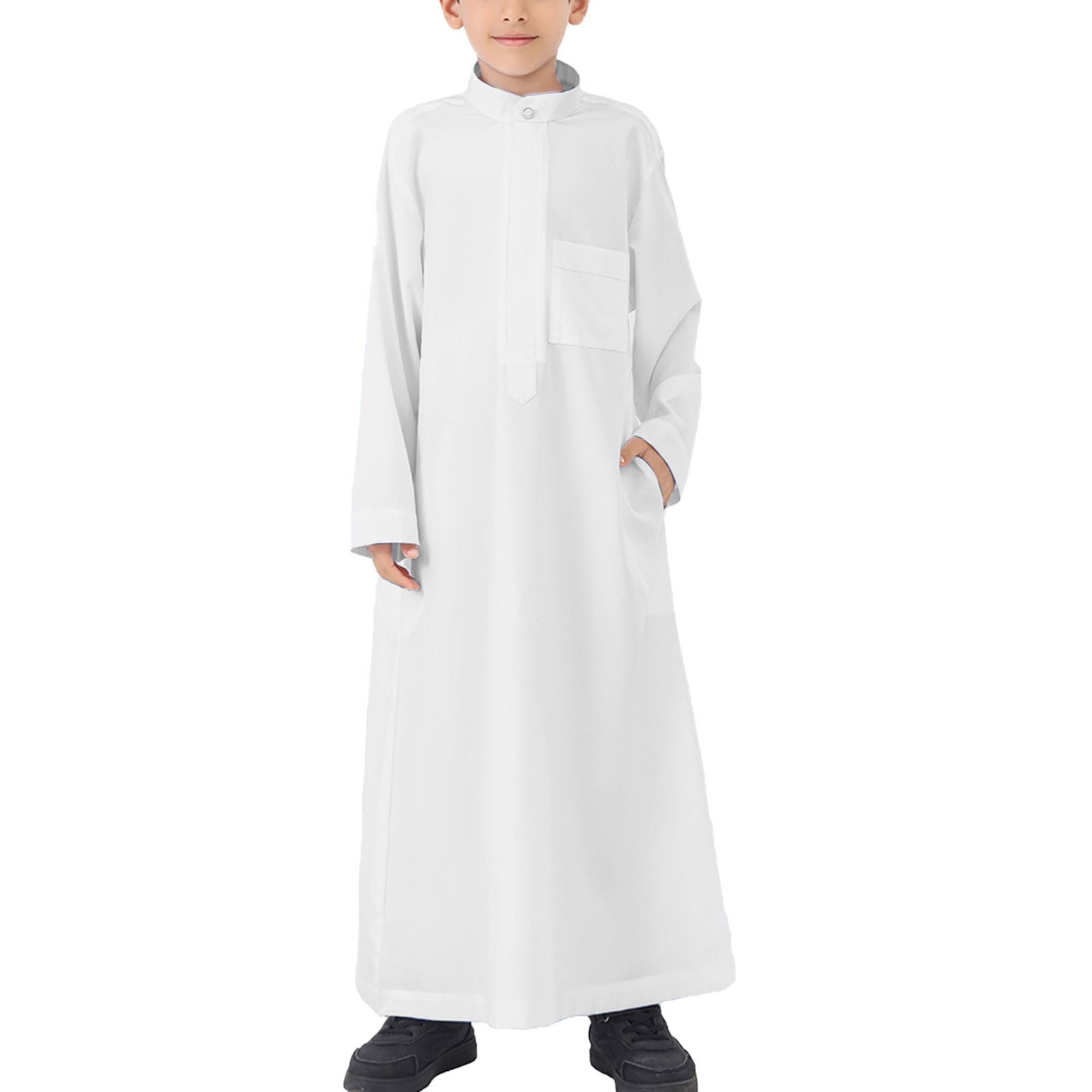 Kids Robes for Boys Arabic Thobe Thobe Long Sleeve Kaftan Crew Collar ...